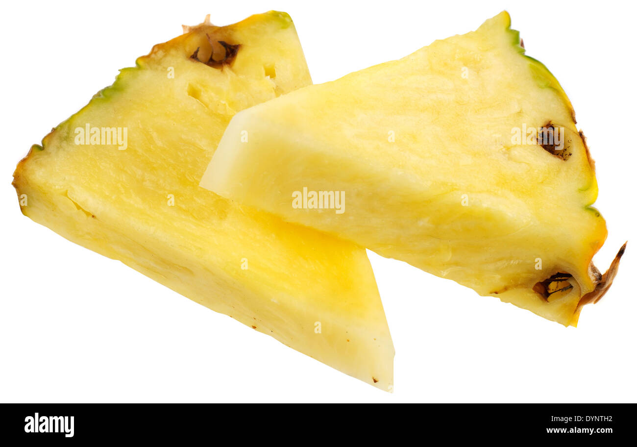 TWO WEDGES OF PINEAPPLE ON A WHITE BACKGROUND Stock Photo - Alamy