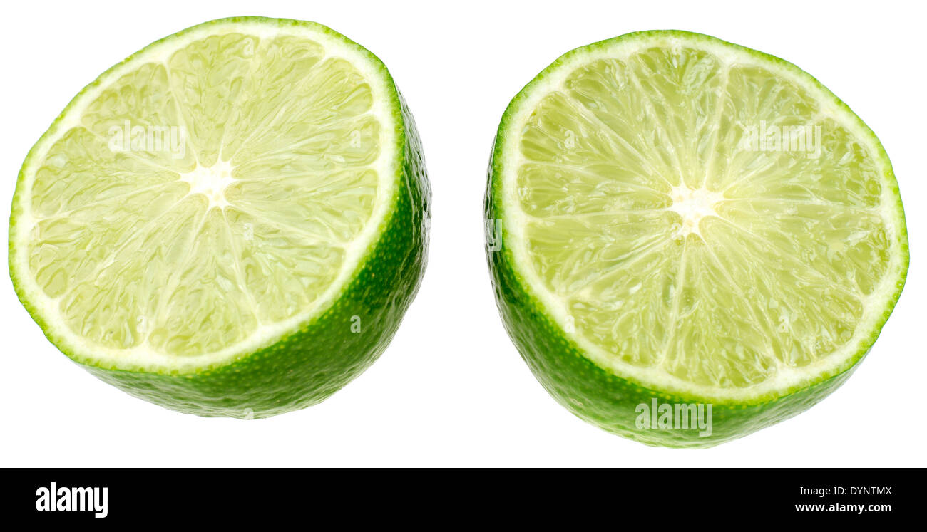 A LIME CUT IN HALF ON A WHITE BACKGROUND Stock Photo - Alamy