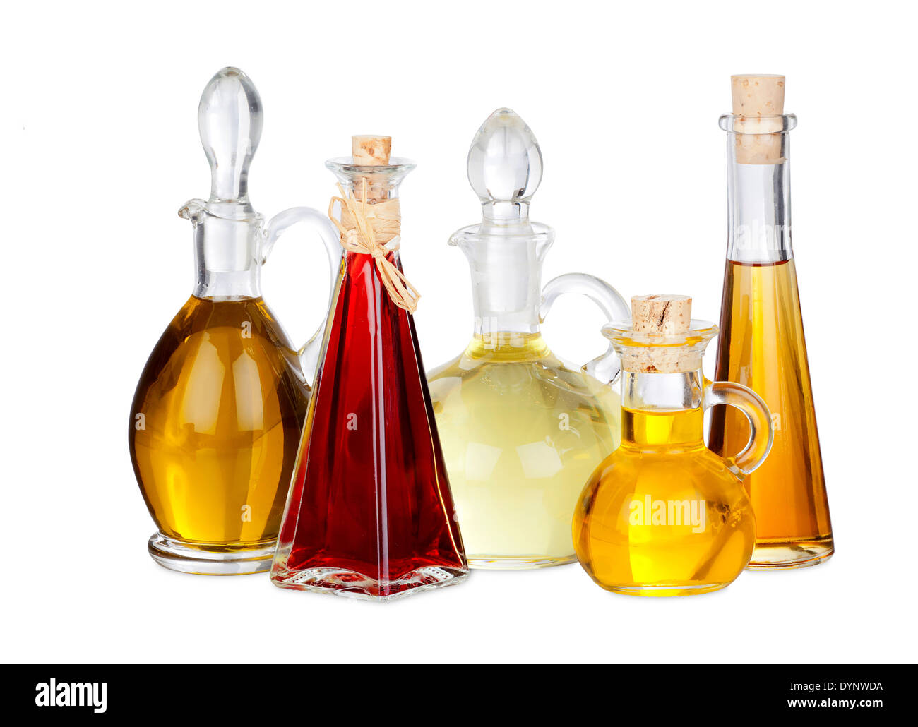 Various Cooking Oils in Glass carafes isolated on white Background ...