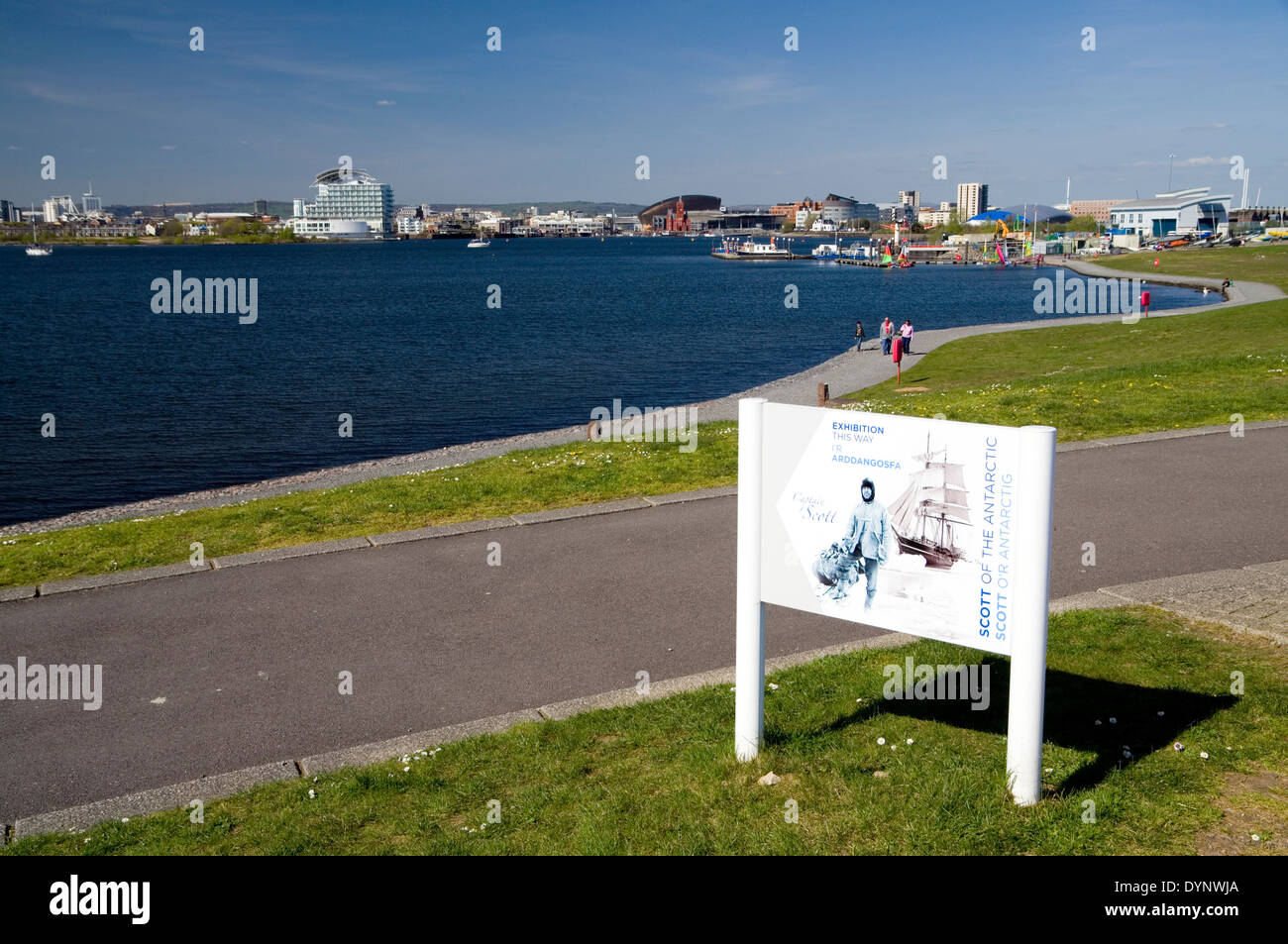 Scott Exhibition sign Cardiff Bay Barrage, Cardiff, South Wales, UK ...