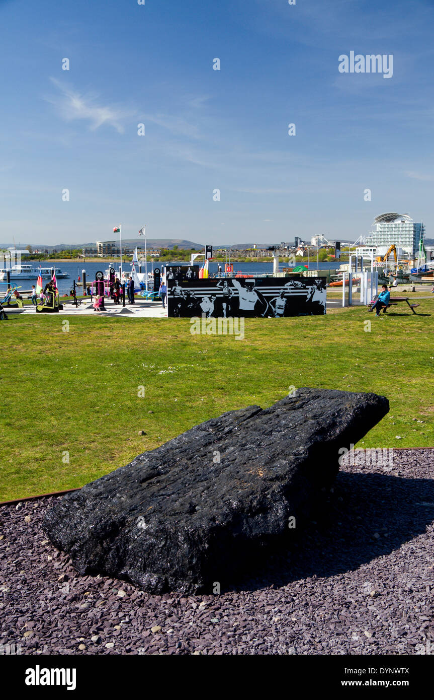 Cardiff bay barrage anthracite coal large rock exhibition mine mining ...