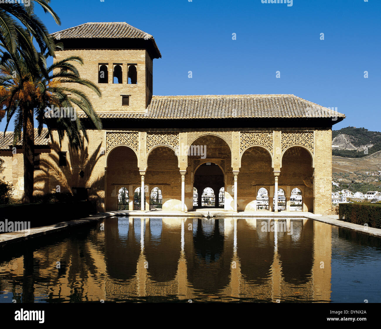 Spain. Granada. Alhambra. The Ladies Tower (Torre de las Damas). Garden ...
