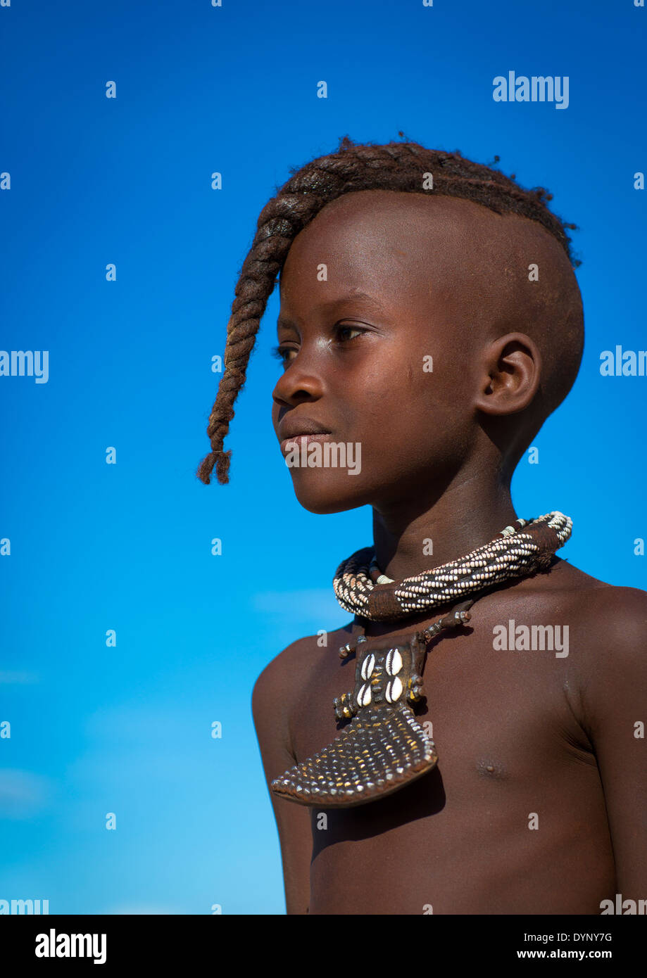 Young Himba Twin Girl With Ethnic Hairstyle, Epupa, Namibia Stock Photo ...