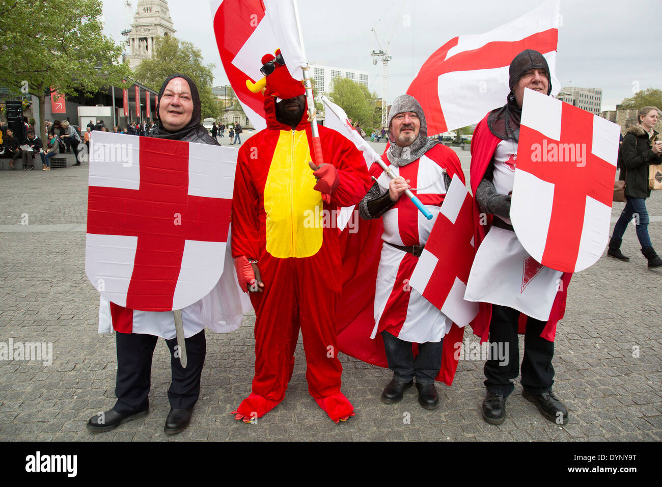 Men dressed up as Saint George on St George's Day. London, UK Stock ...