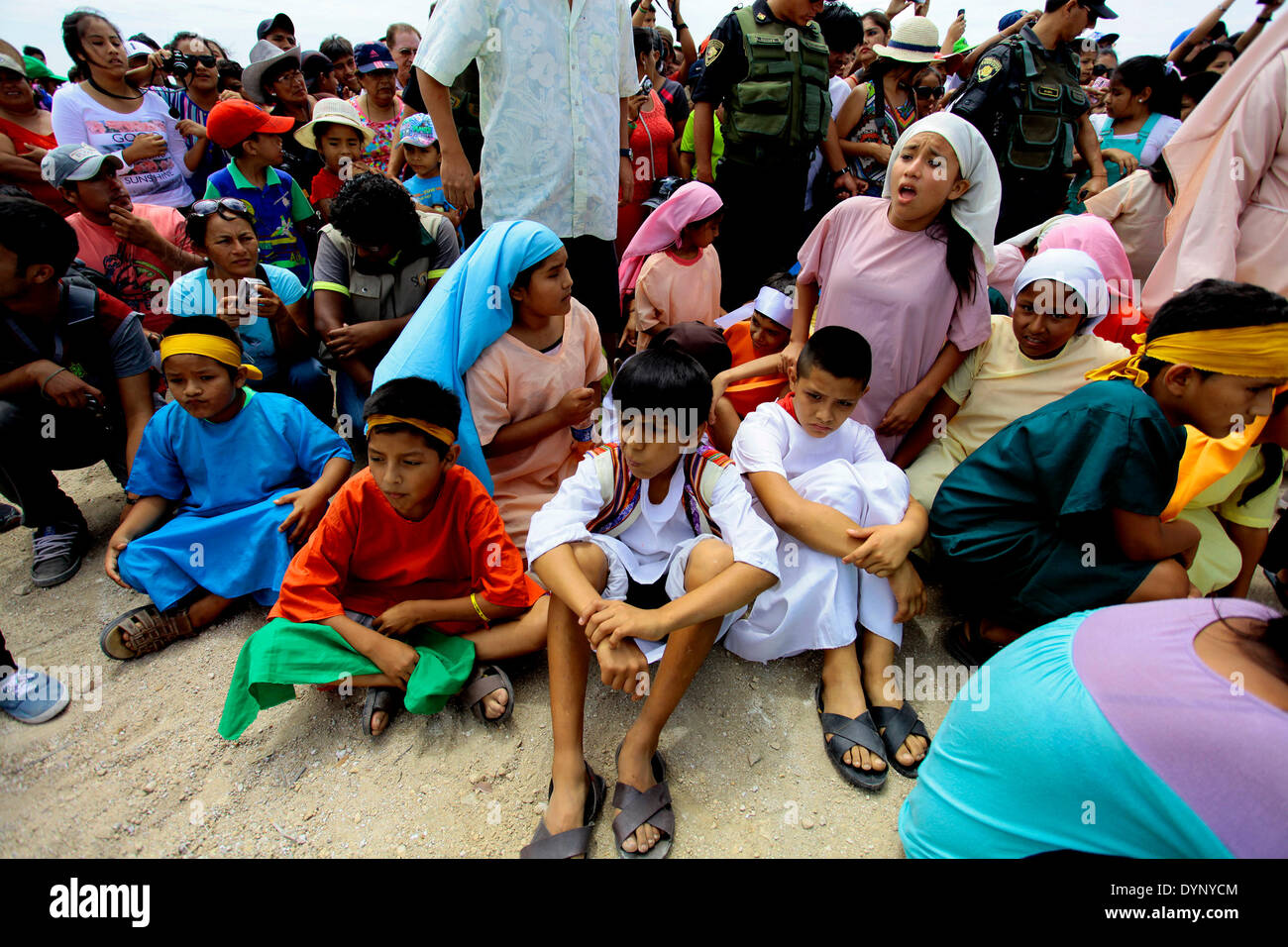 REQUE, PERU - APRIL 18 : Peruvian Catholic devotees re-enact the ...