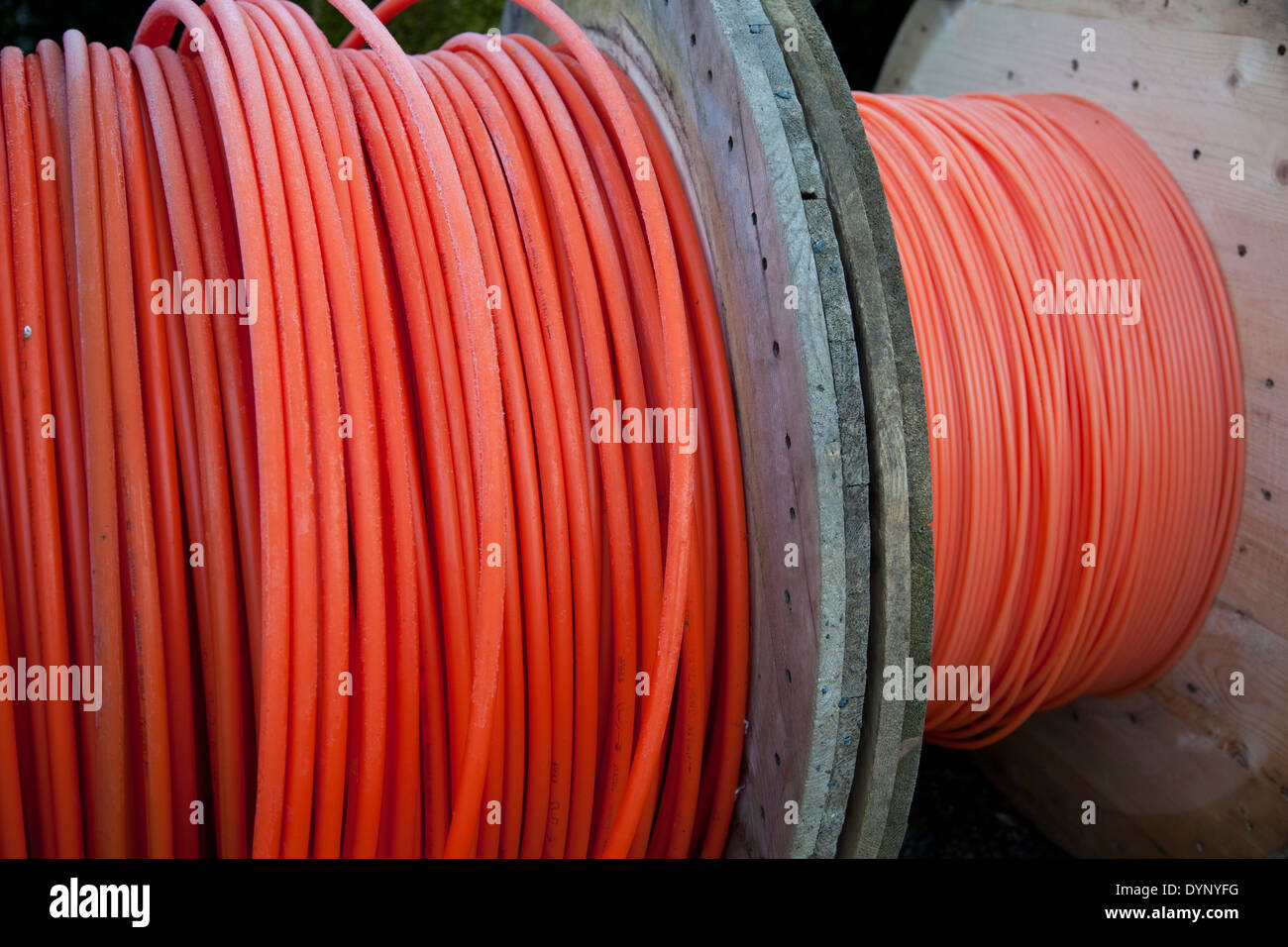 Fibre optic ducting for B4RN in the Lune Valley, Lancashire Stock Photo ...