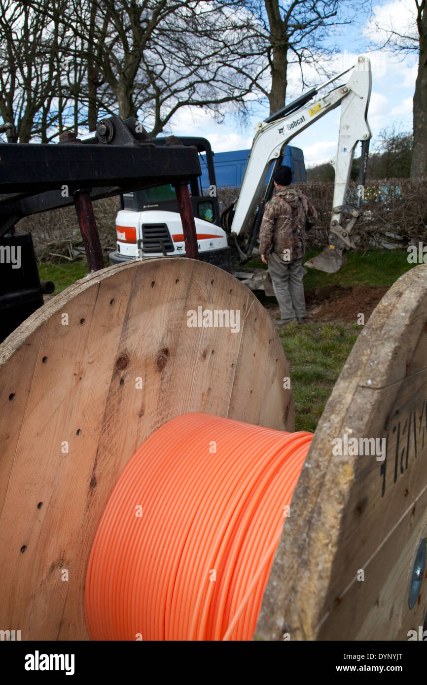 Fibre optic ducting for B4RN in the Lune Valley, Lancashire Stock Photo ...