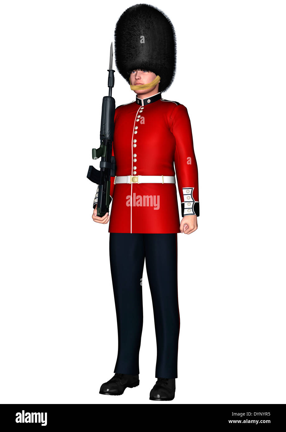 3D digital render of a royal British guardsman isolated on white ...