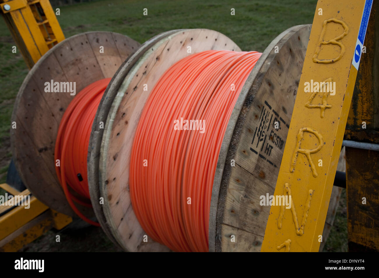 Fibre optic ducting for B4RN in the Lune Valley, Lancashire Stock Photo ...