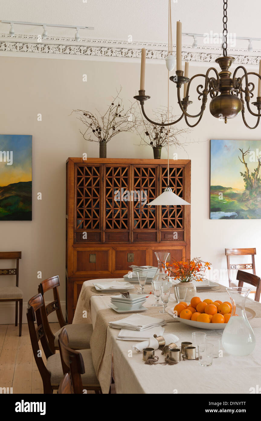 Dining room set for a meal Stock Photo - Alamy