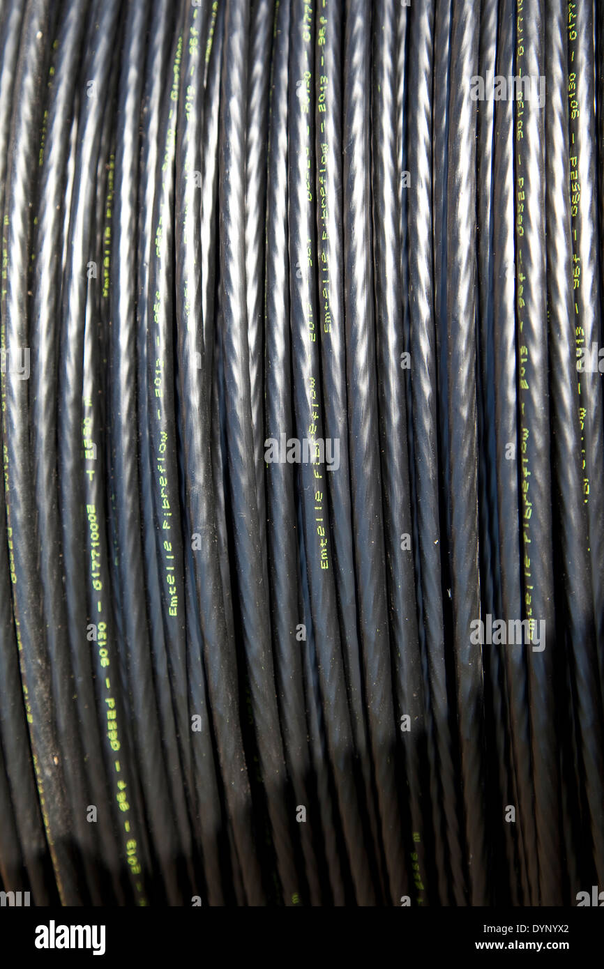 Fibre optic cable for B4RN in the Lune Valley, Lancashire Stock Photo ...