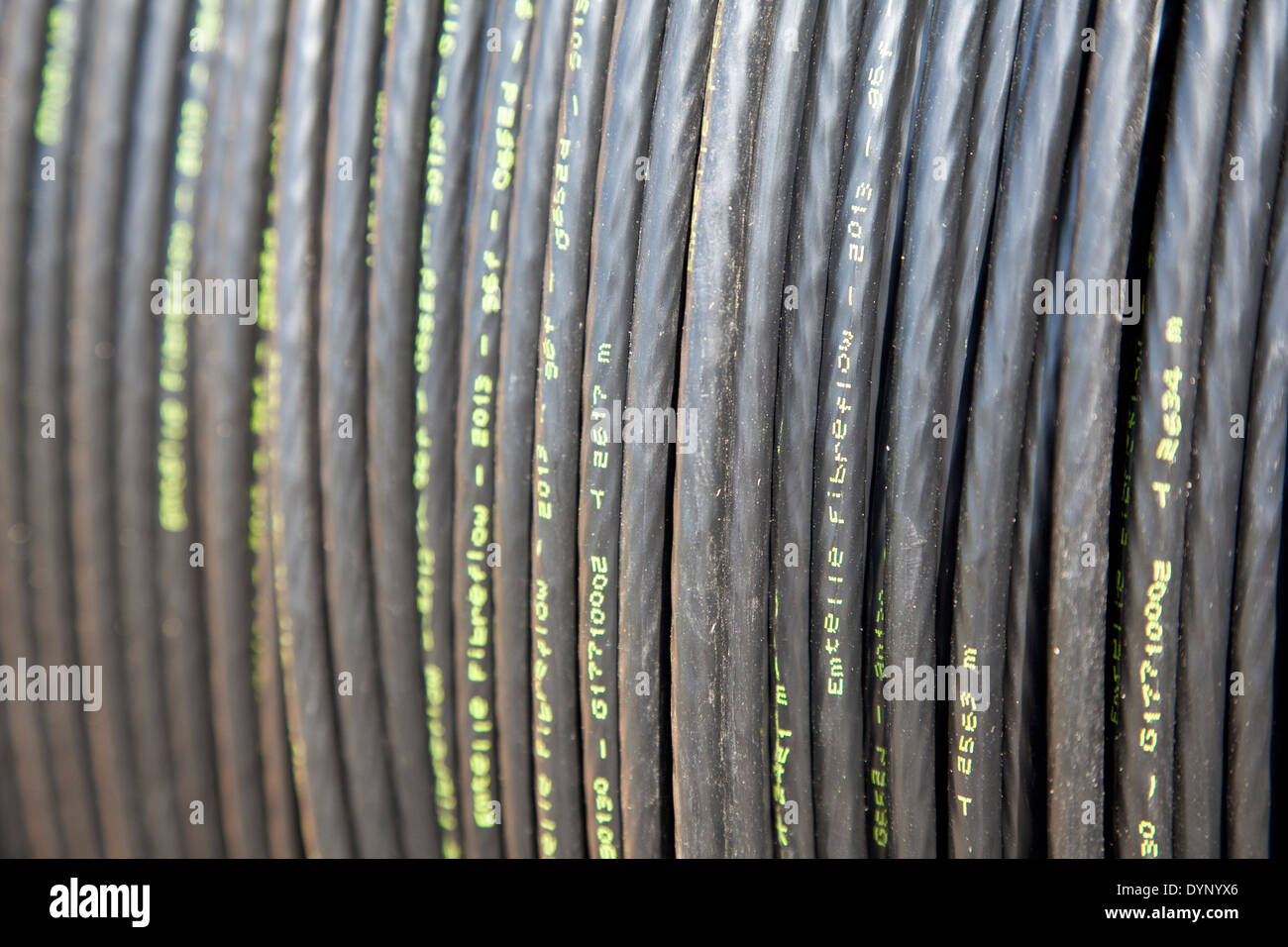 Fibre optic cable for B4RN in the Lune Valley, Lancashire Stock Photo ...
