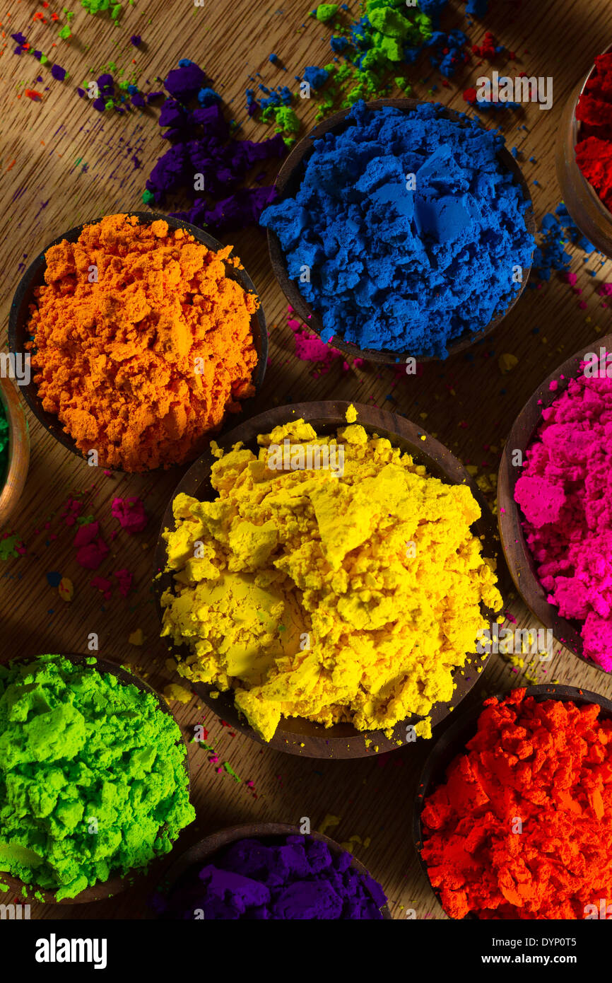 Colorful, finely powdered Indian pigments Stock Photo - Alamy