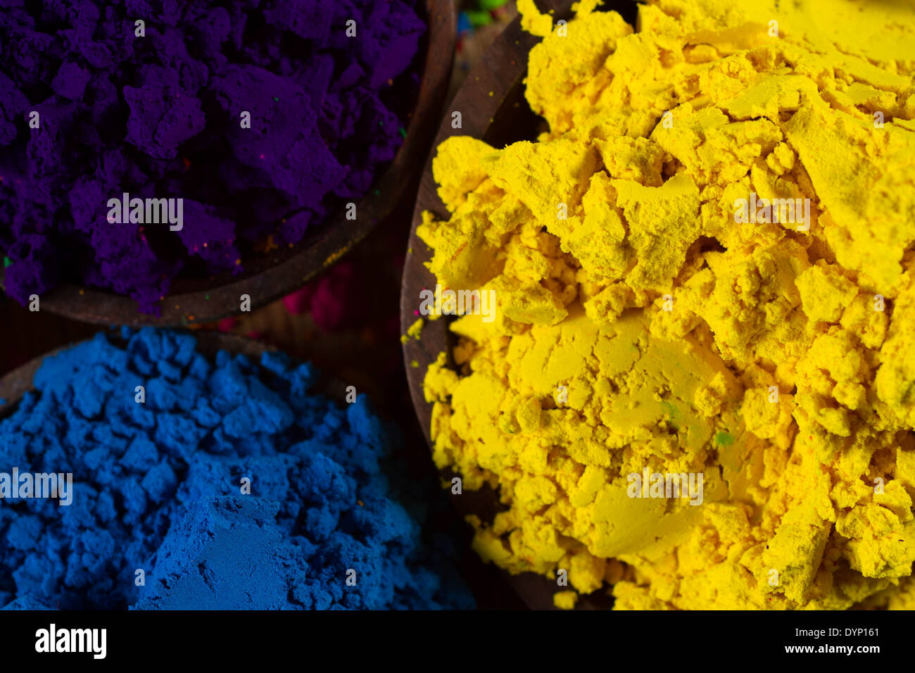 Colorful, finely powdered Indian pigments. Closeup on yellow Stock ...