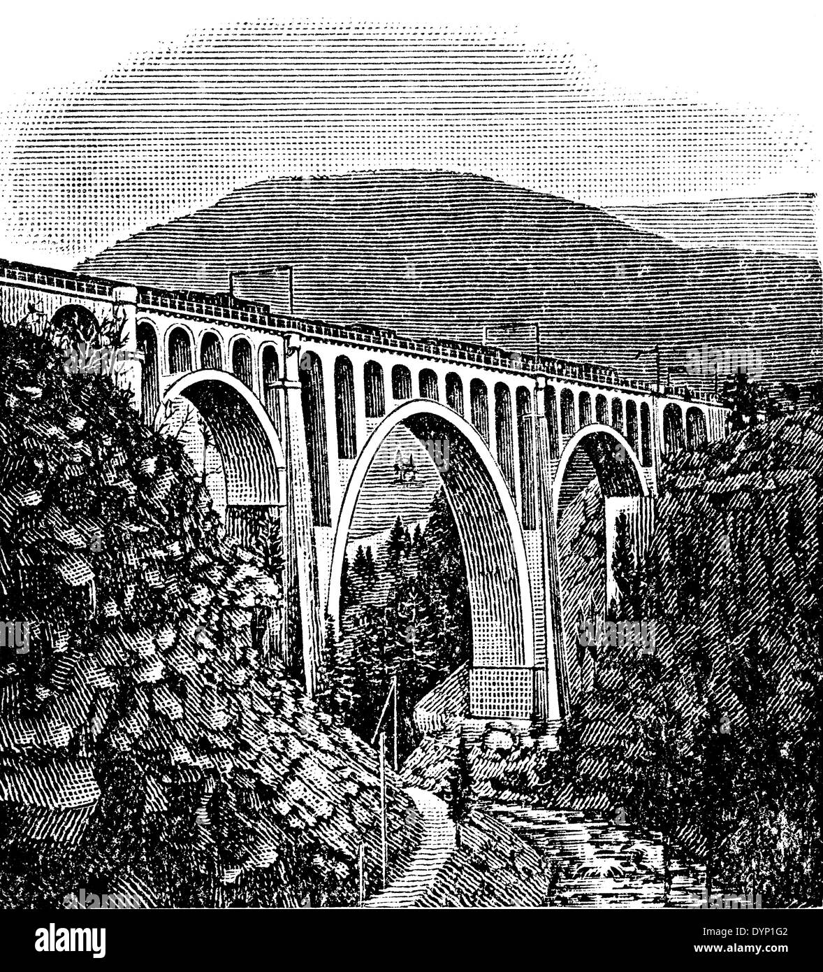 Viaduct bridge, illustration from Soviet encyclopedia, 1928 Stock Photo ...