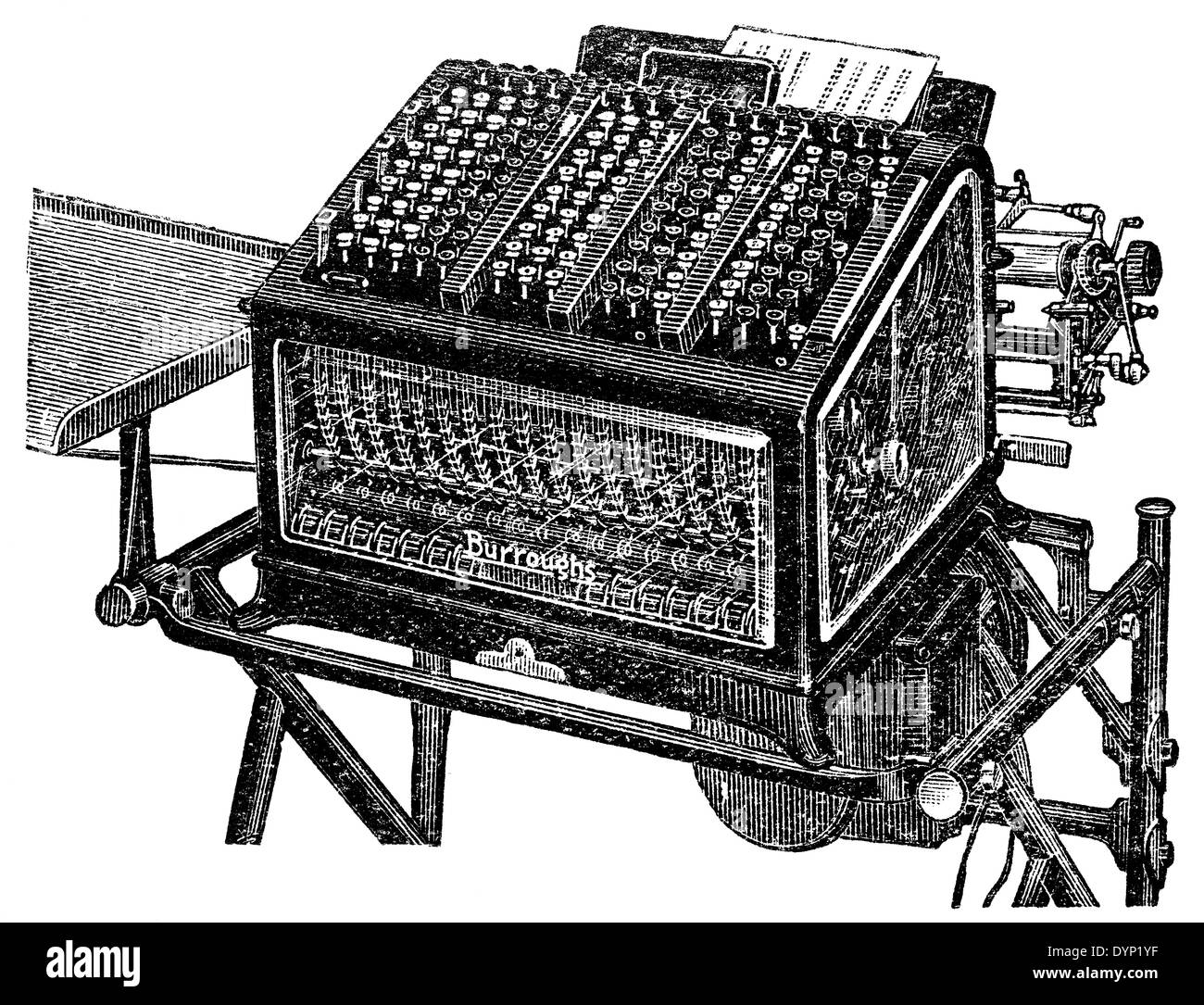 Vintage computing book-keeping machine Burroughs, illustration from ...
