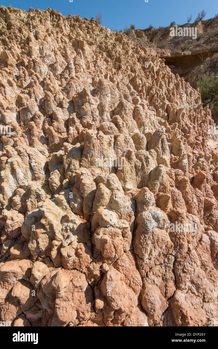 Characteristic erosion pattern by rainfall on clay-based ground forming ...