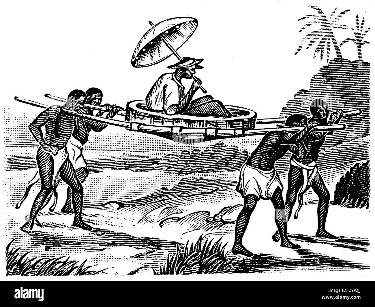 Litter, African people in traditional dress, illustration from Soviet ...