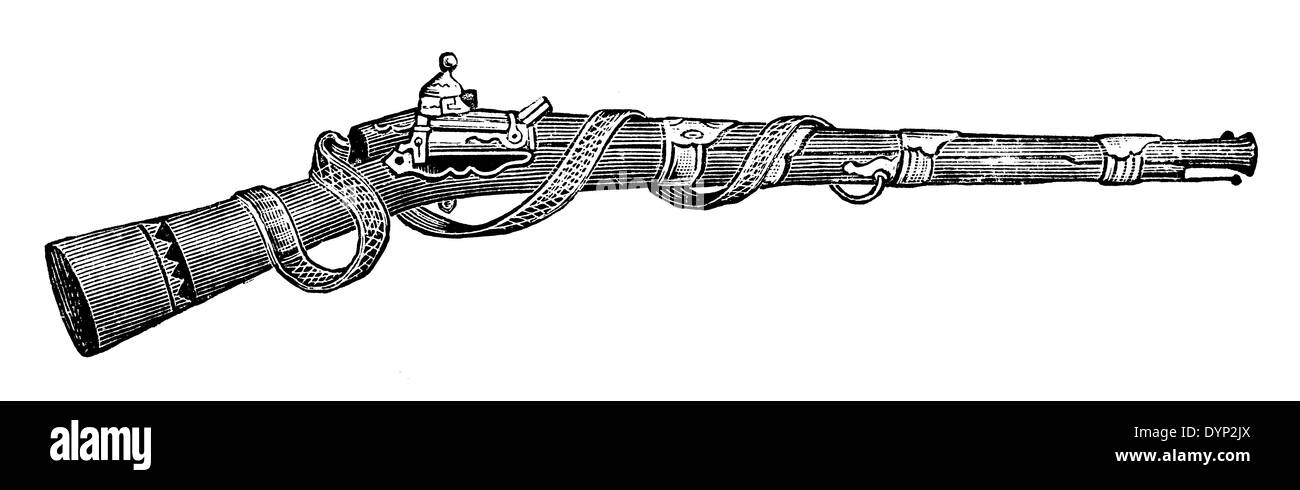 Vintage flint lock gun, North Africa, illustration from Soviet ...