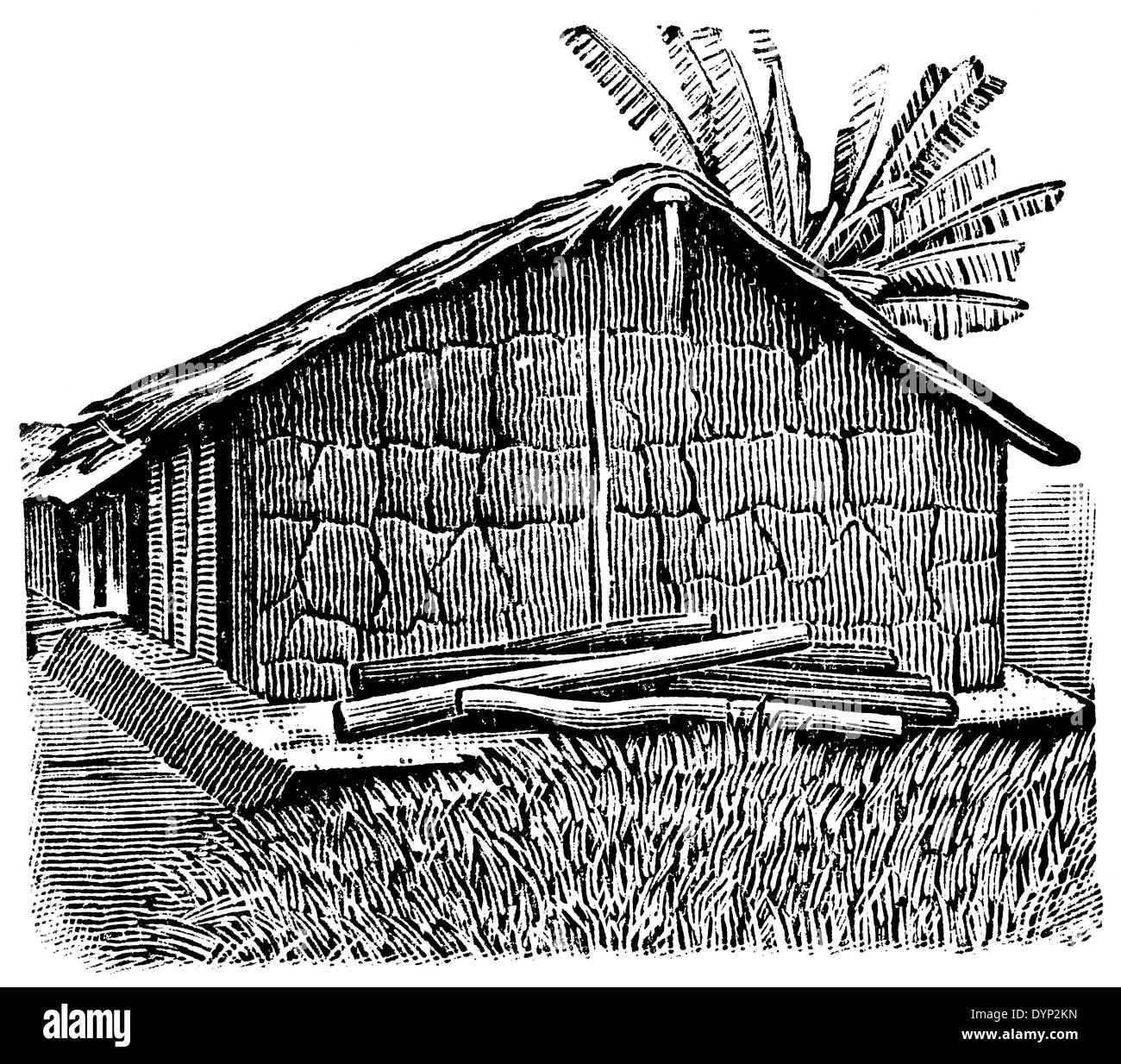 West African traditional rural house, illustration from Soviet ...