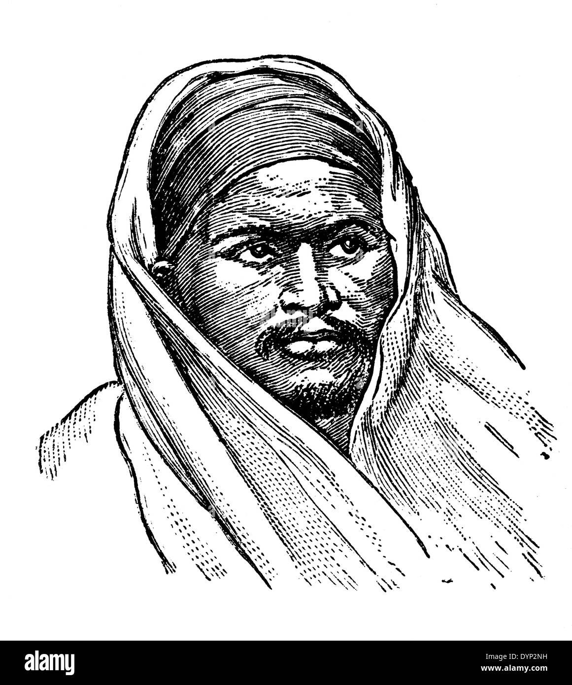 Berber man in traditional dress, illustration from Soviet encyclopedia ...
