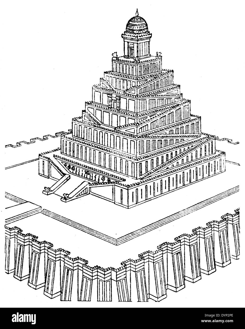 Babylon temple, illustration from Soviet encyclopedia, 1926 Stock Photo ...
