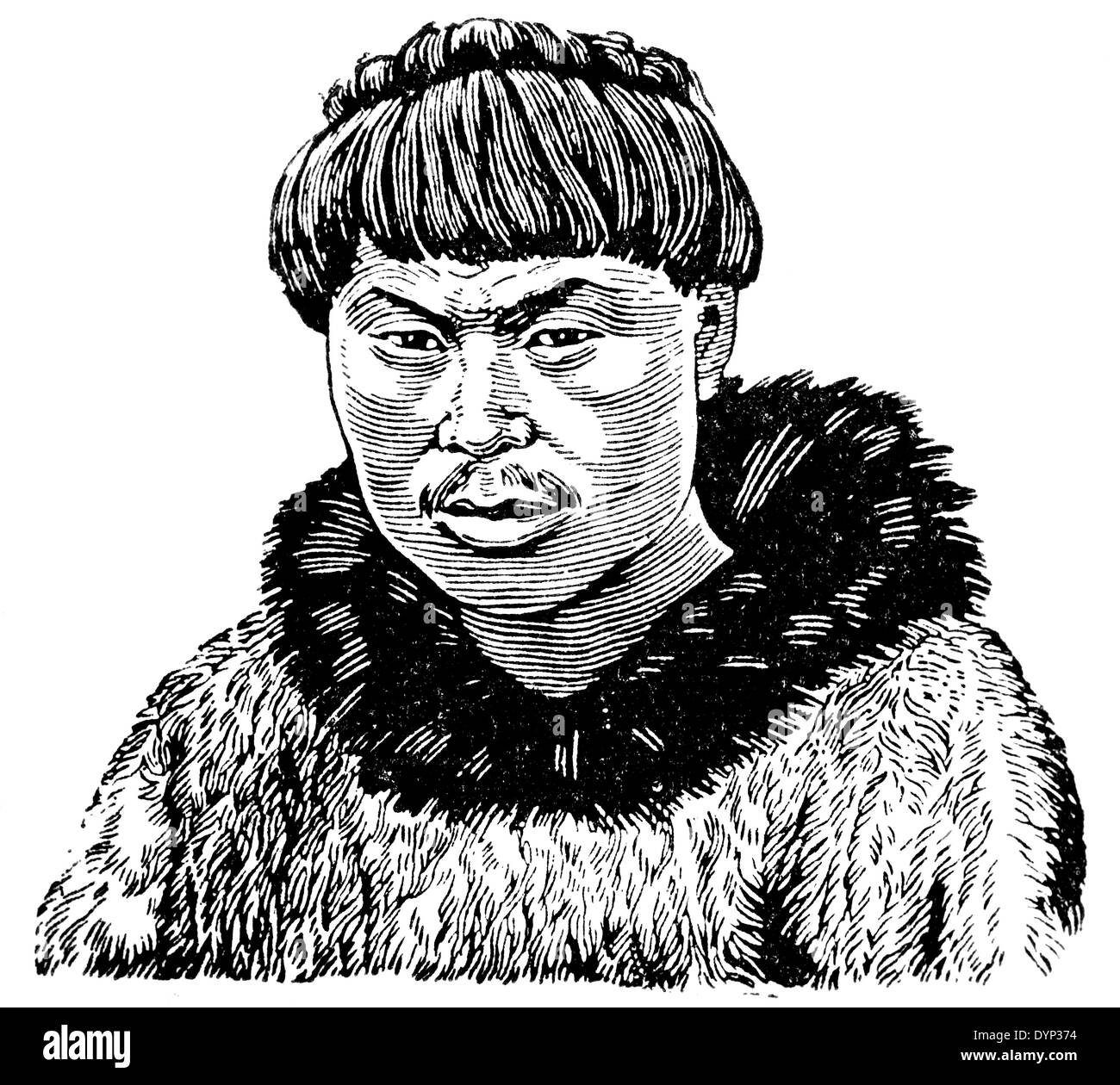 Chukchi man in traditional dress, illustration from Soviet encyclopedia ...