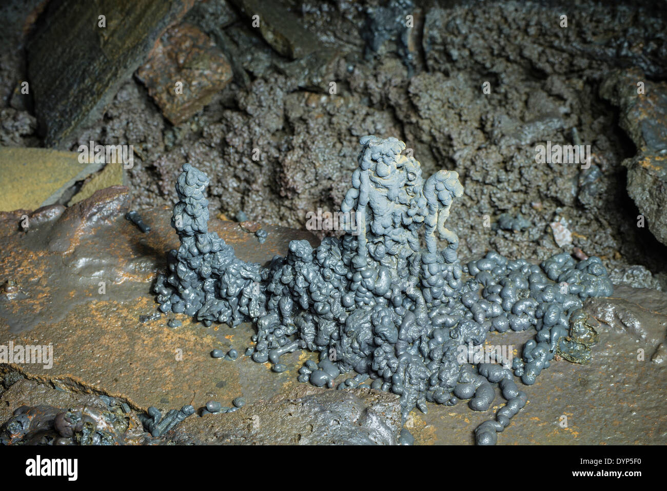 Solidified lava chunks as they felt from the cave ceiling, Leidarandi ...