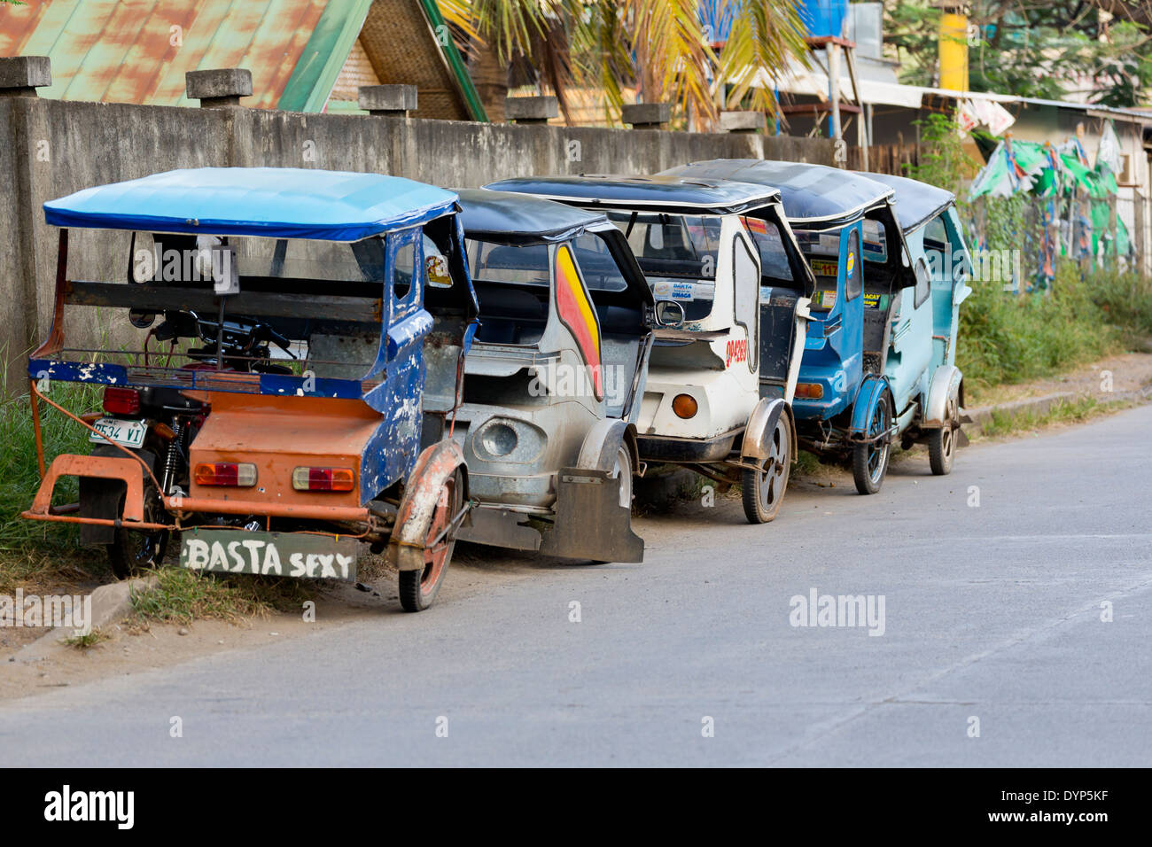 Typical Tricycles in Puerto Princesa, Palawan, Philippines Stock Photo ...