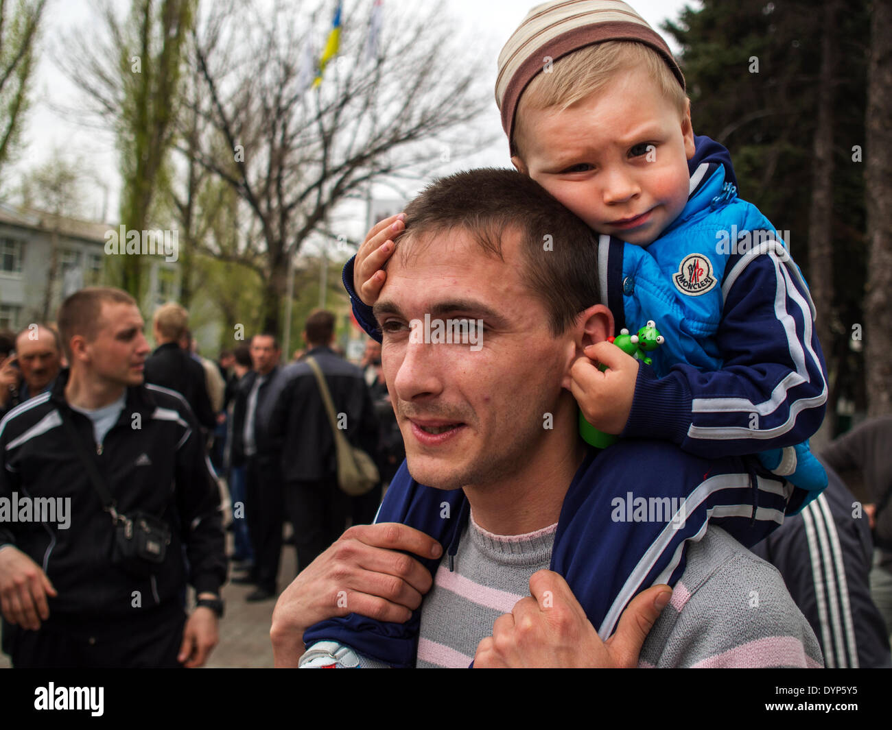 Krasnodon, Luhansk Region, Ukraine. 23rd April 2014. Young miner came ...