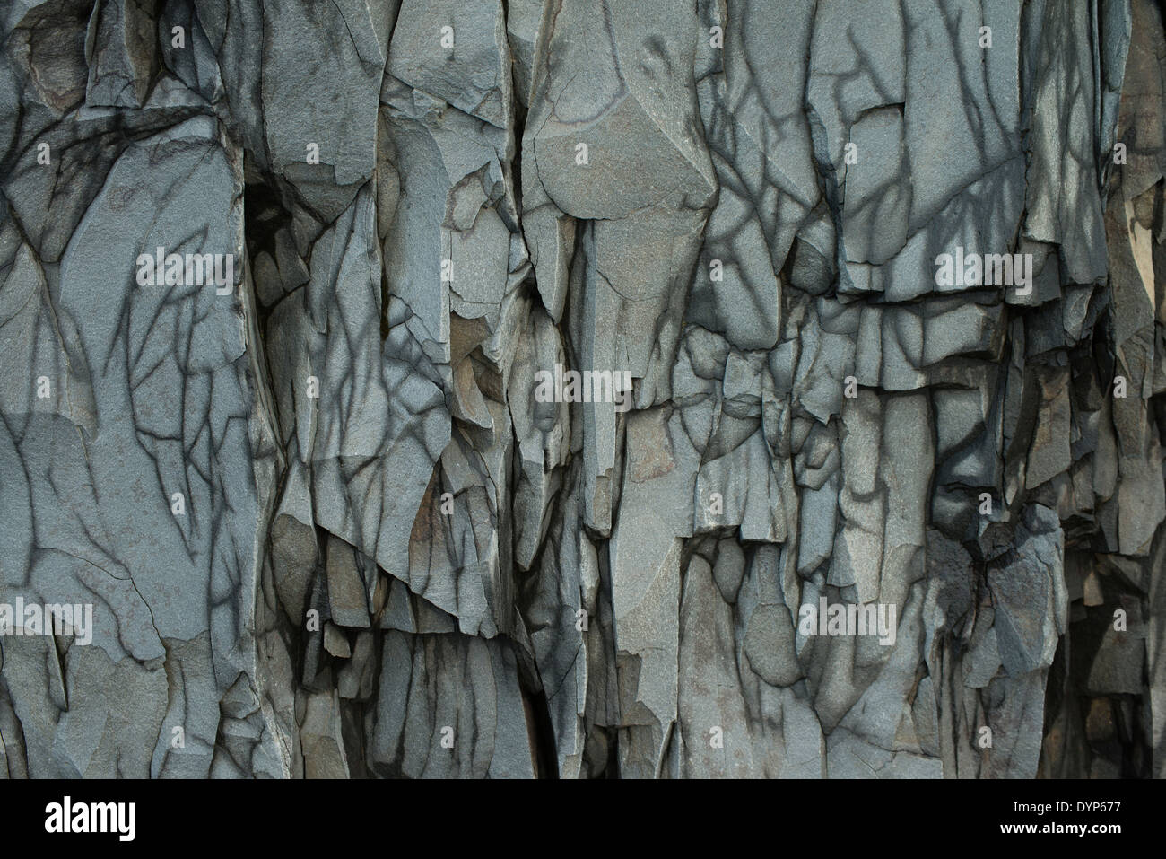 Basaltic lava flow solidified forming columns in the beaches of Vik ...