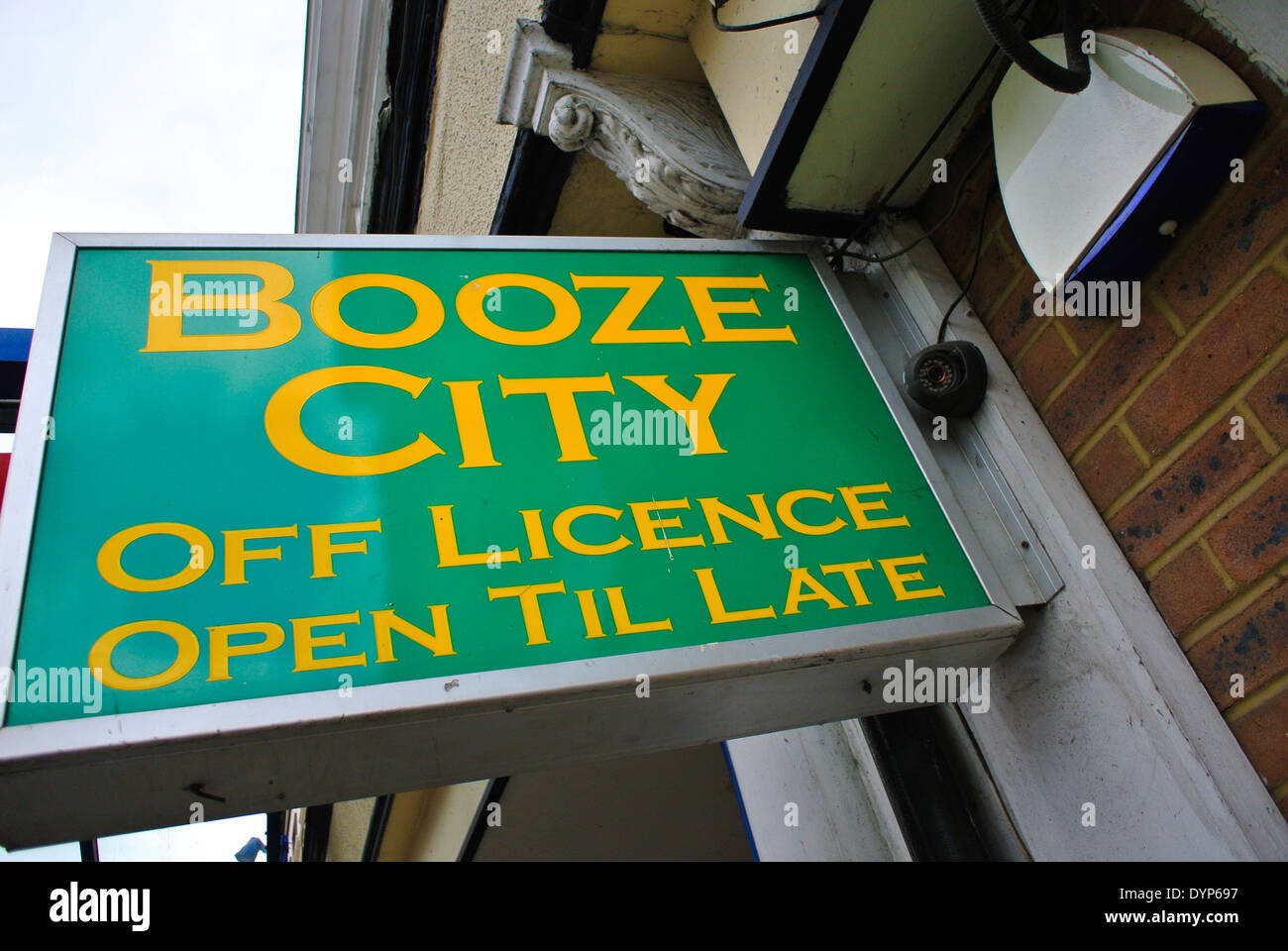 Booze city sign Stock Photo - Alamy
