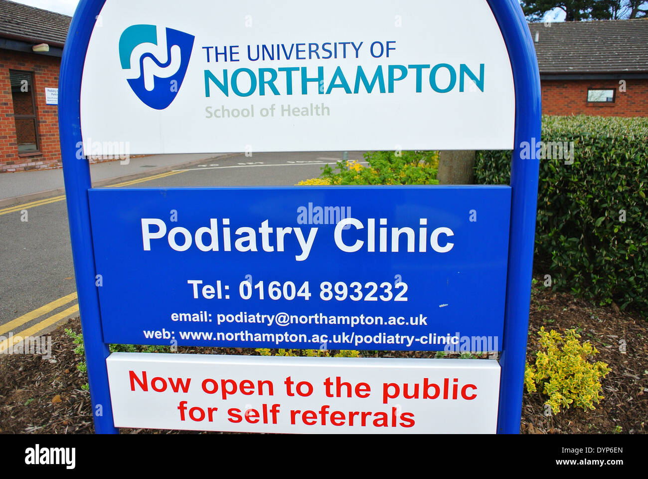 Podiatry Clinic sign at The University of Northampton Stock Photo - Alamy