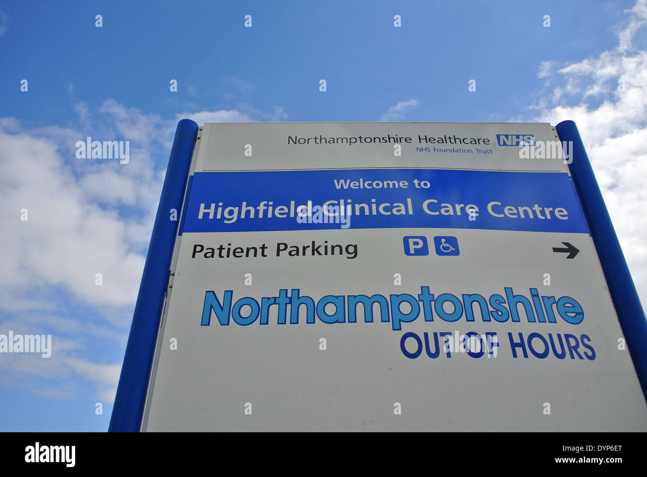 Northampton hospital out of hours sign Stock Photo - Alamy