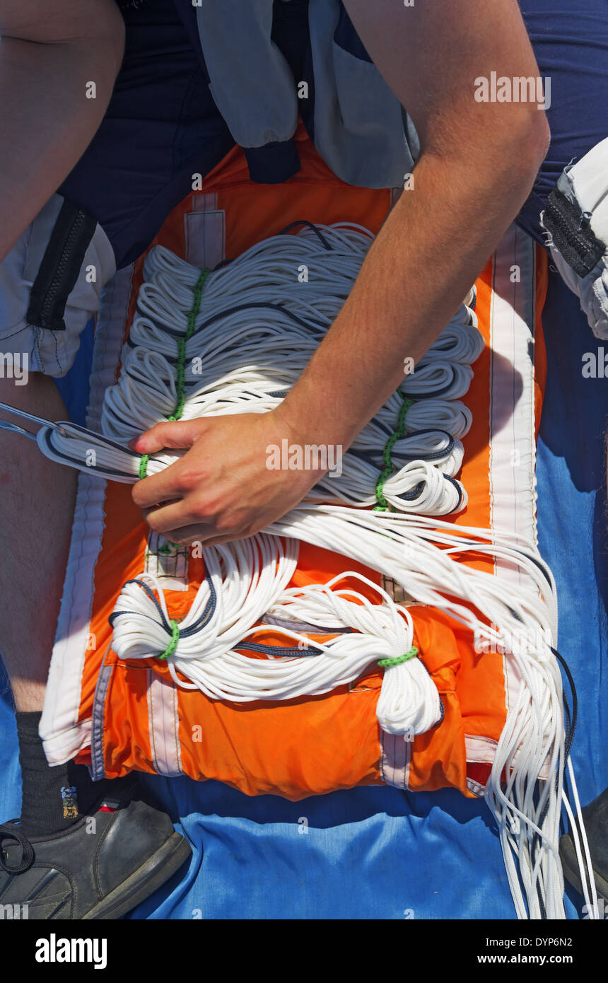 One day with parachutist in airfield. Parachute packing Stock Photo - Alamy