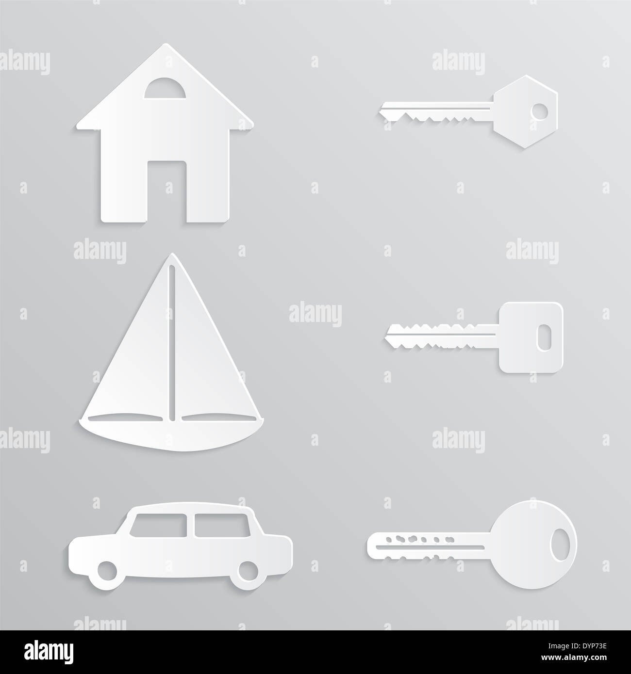 House Yacht Car Key Paper-cut cut-out Stock Photo - Alamy