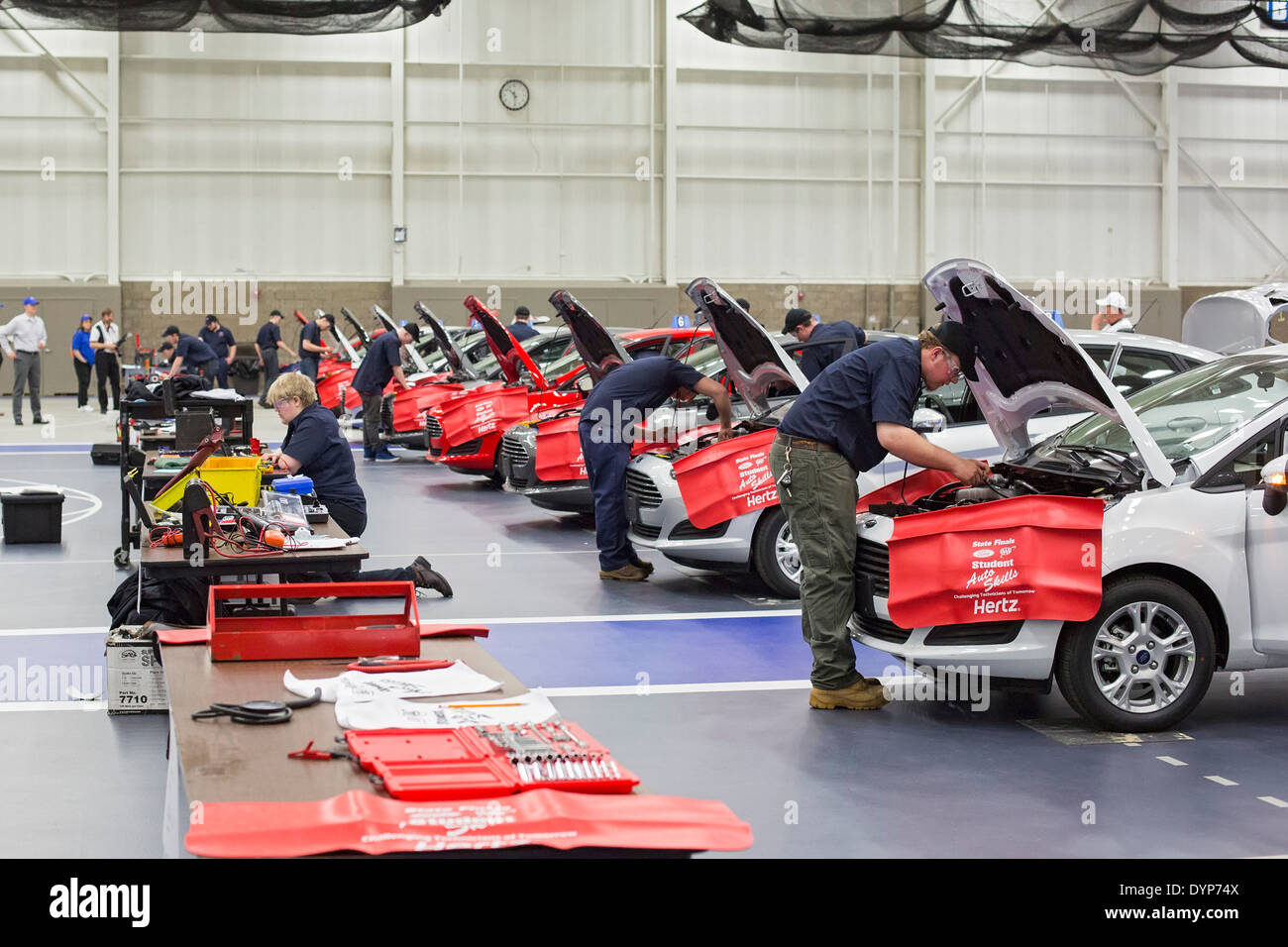 High School Students Participate in Auto Repair Competition Stock Photo ...