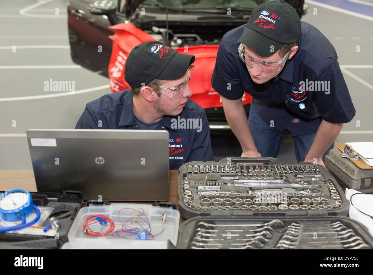 High School Students Participate in Auto Repair Competition Stock Photo ...