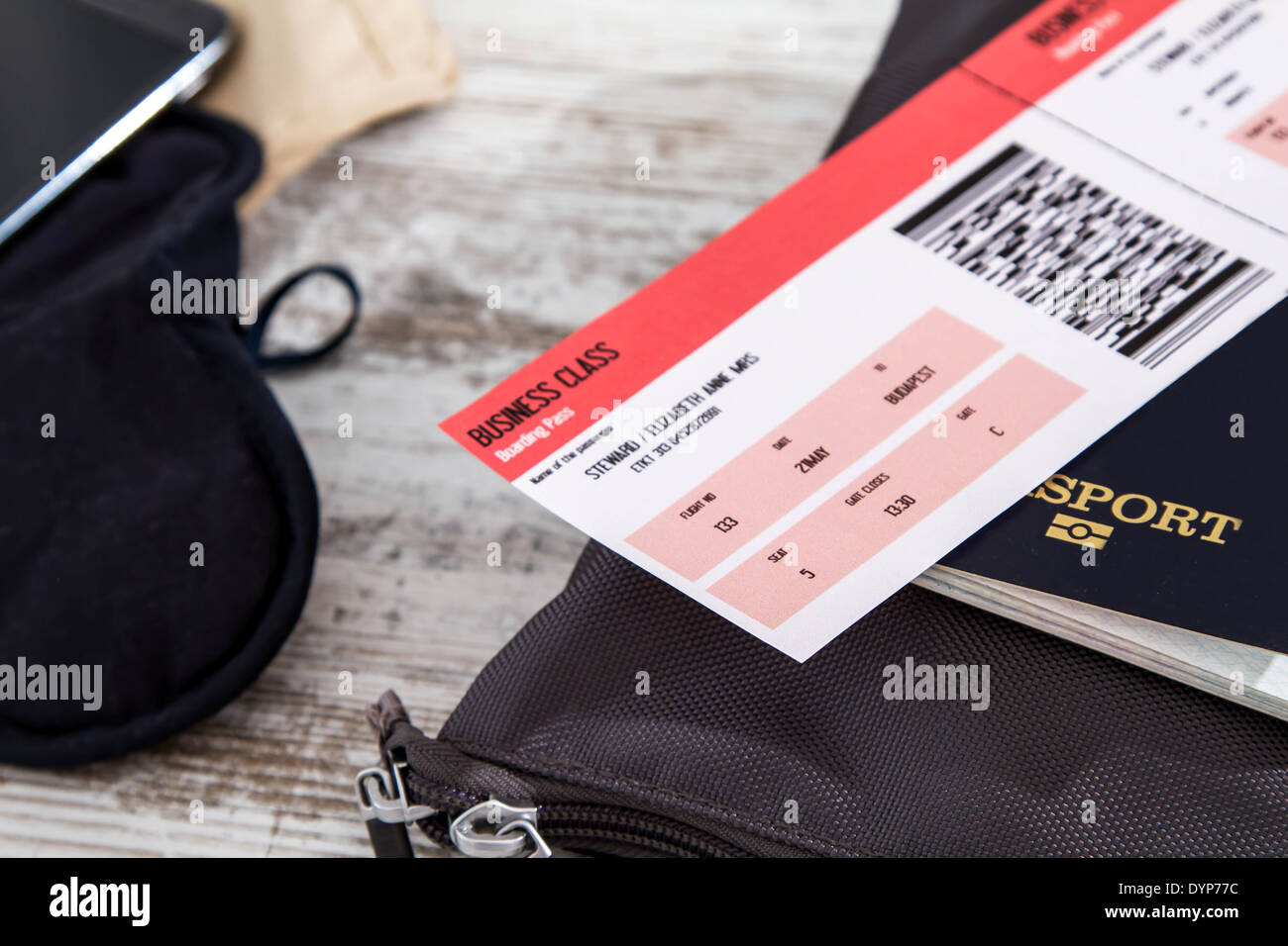Airline ticket passport electronics preparing hi-res stock photography ...