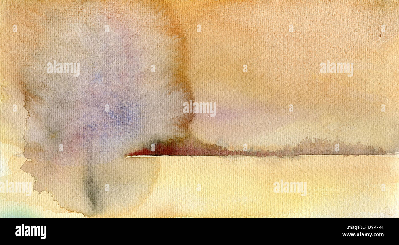 Abstract watercolor landscape background in warm earthy colors ...