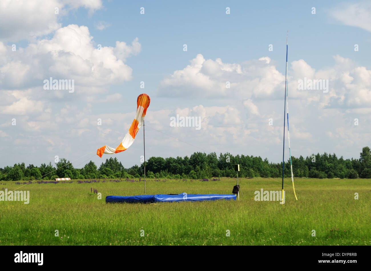 One day with parachutist in airfield. Mat placement for an electronic ...