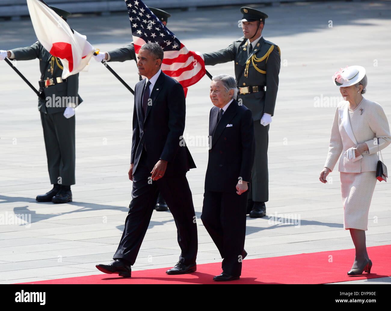 Tokyo, TOKYO, JAPAN. 24th Apr, 2014. U.S. President Barack Obama, left ...