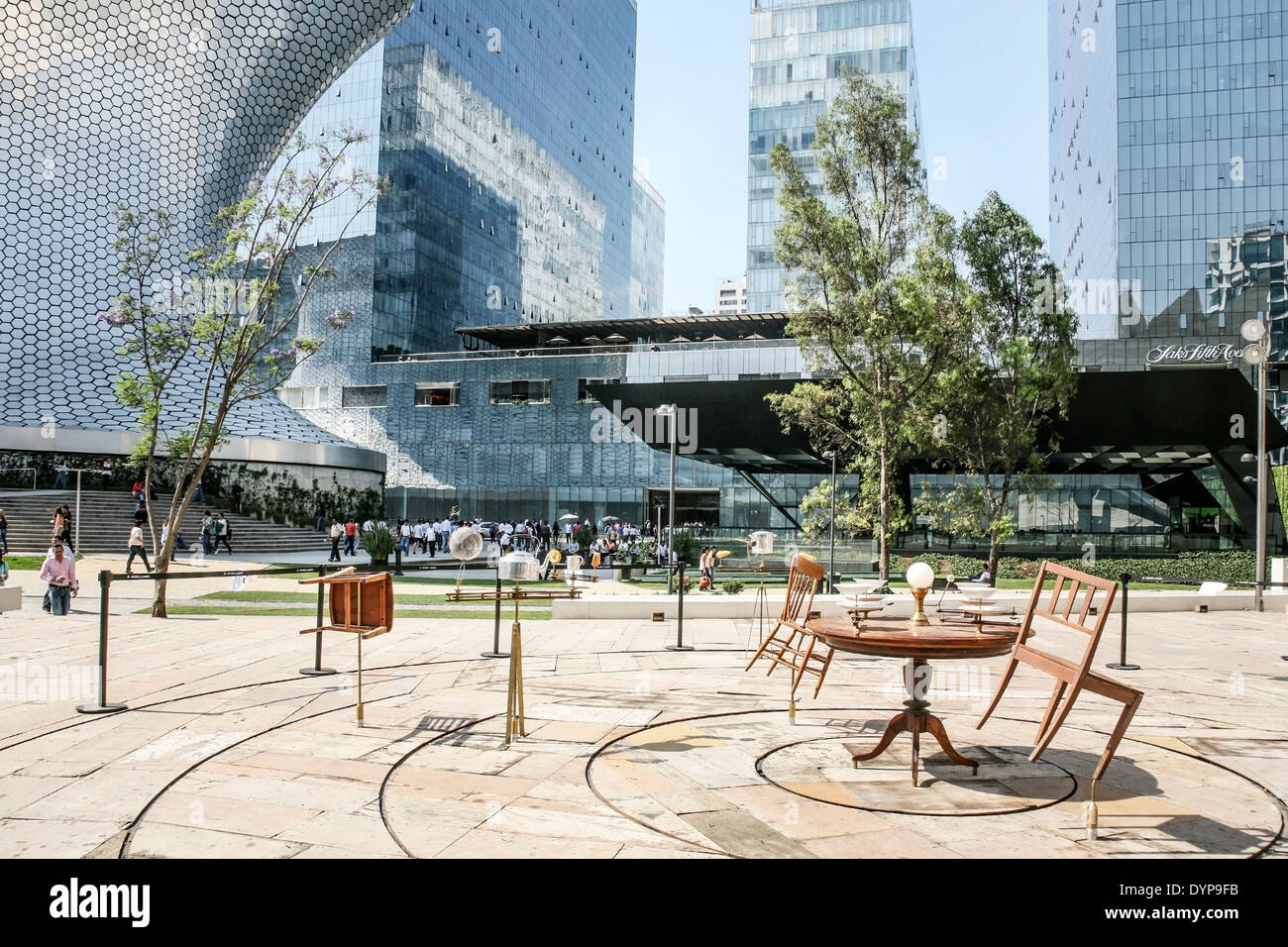 kinetic artwork outside Museo Jumex against high rise mixed use Plaza ...