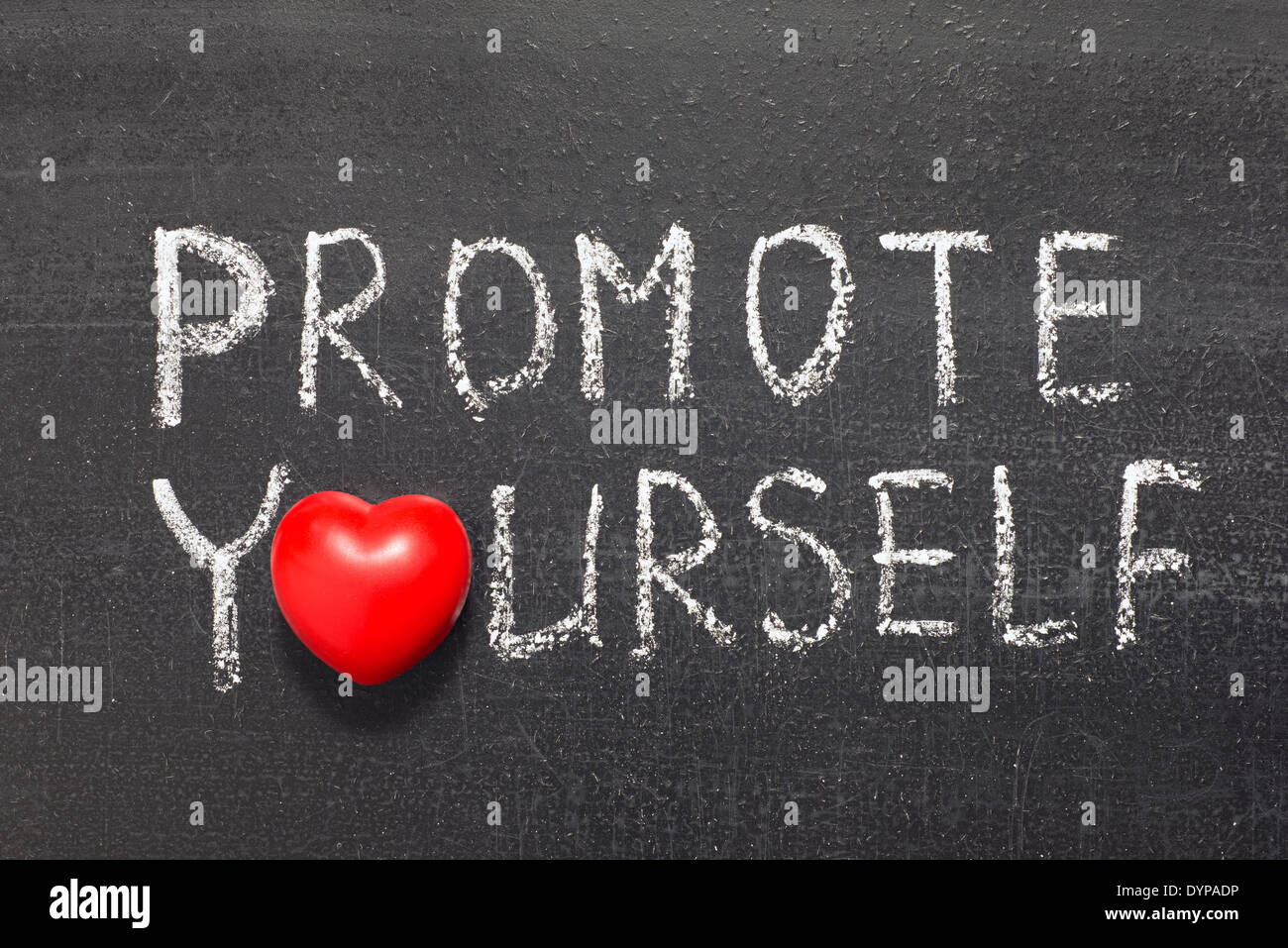 promote yourself phrase handwritten on chalkboard with heart symbol ...