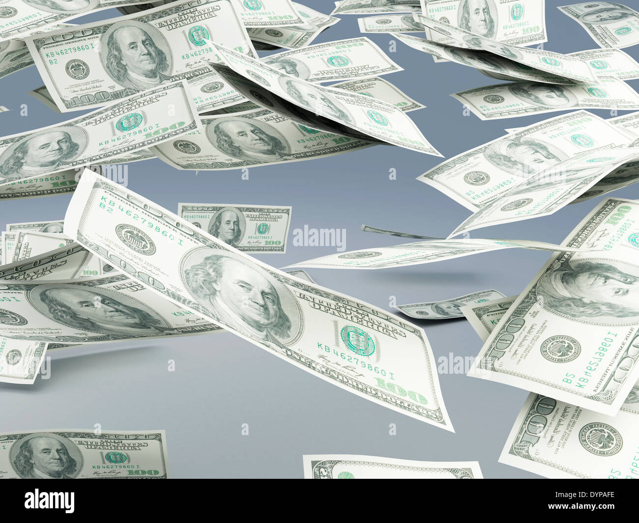 Falling hundred dollar bills 3d illustration Stock Photo - Alamy