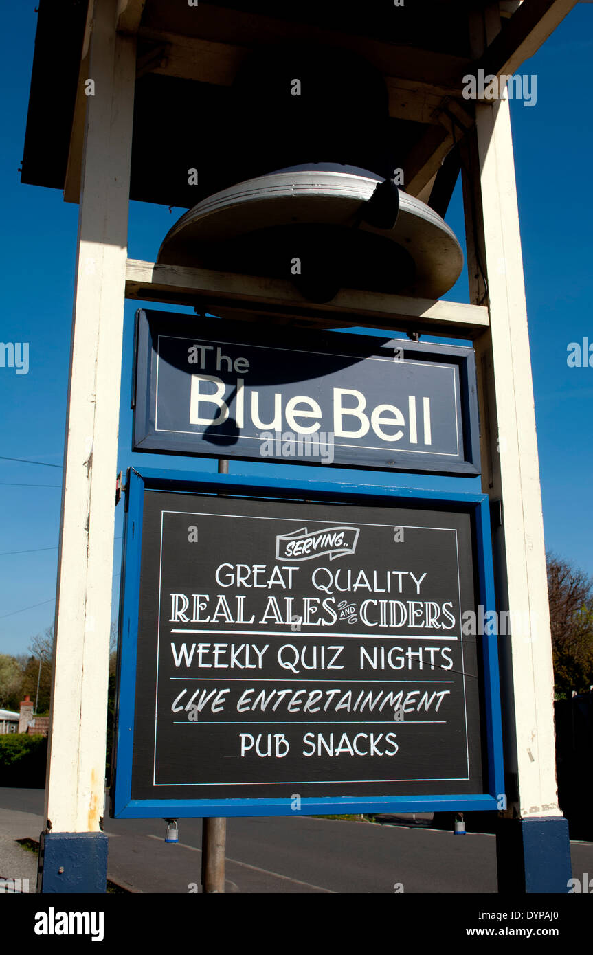 The Blue Bell pub sign, Sandiacre, Derbyshire, England, UK Stock Photo ...