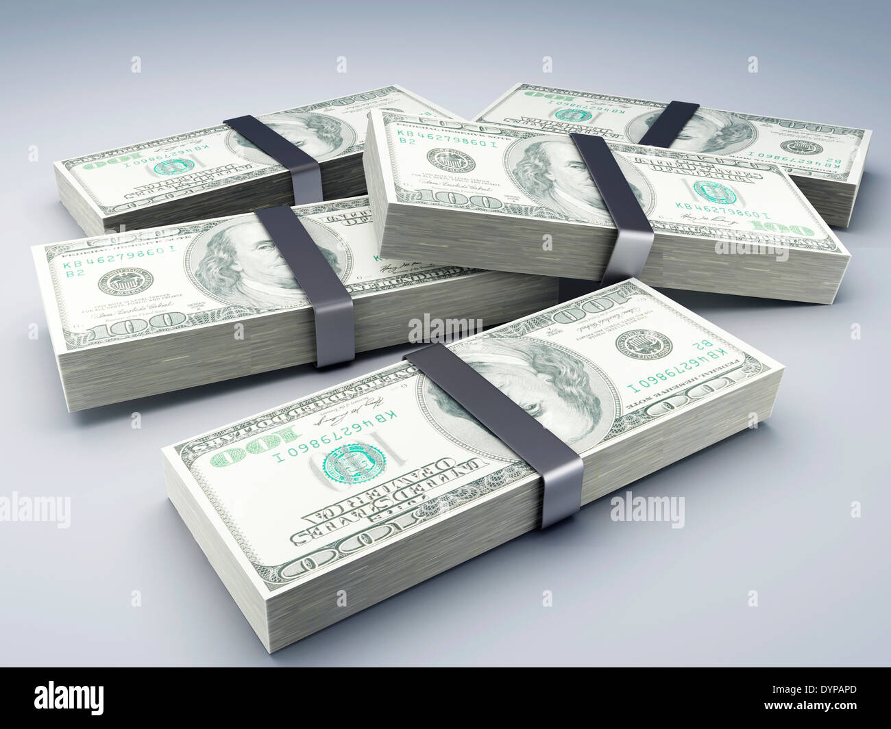 Stacks of hundred dollar bills 3d illustration Stock Photo - Alamy