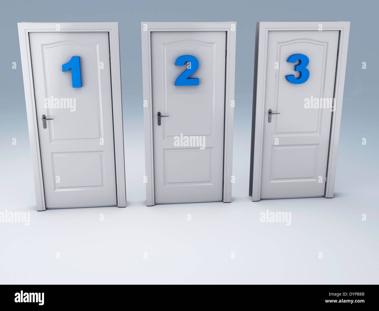 three doors Possibilities 3d illustration Stock Photo - Alamy