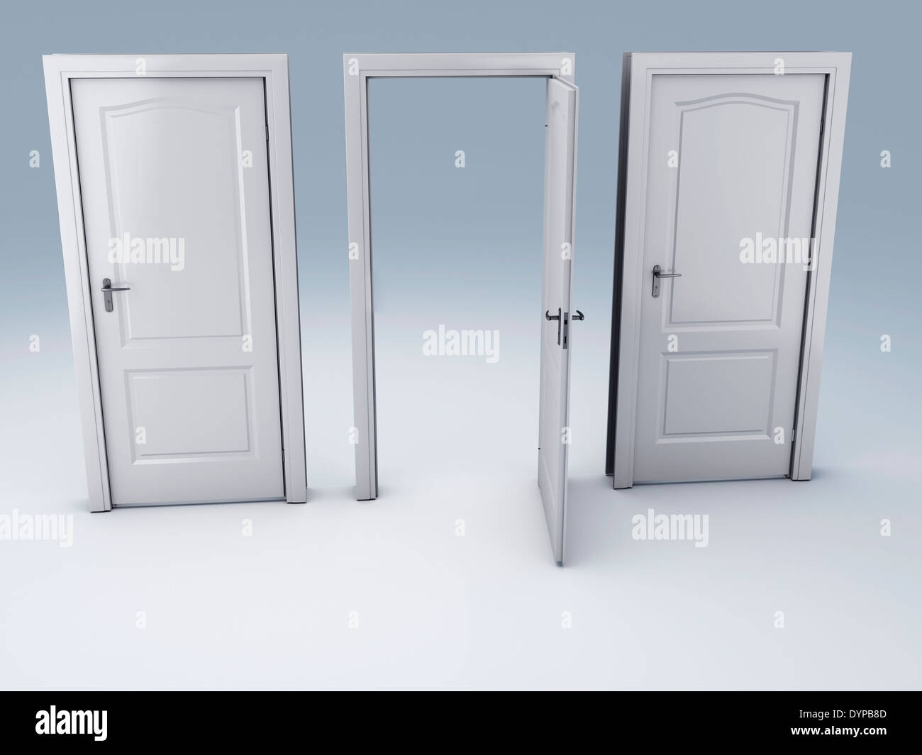 three doors Possibilities 3d illustration Stock Photo - Alamy