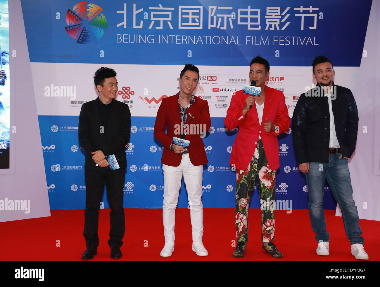 Beijing, China. 22nd Apr, 2014. Actors Donnie Yen, Simon Yam, Huang ...